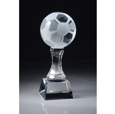 Engraved 10 Optical Crystal Soccer Ball Award by Black Ace Design