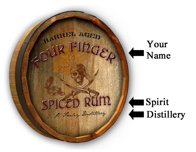 Personalized Rustic Spirits Oak Quarter Barrel Sign by Black Ace Design