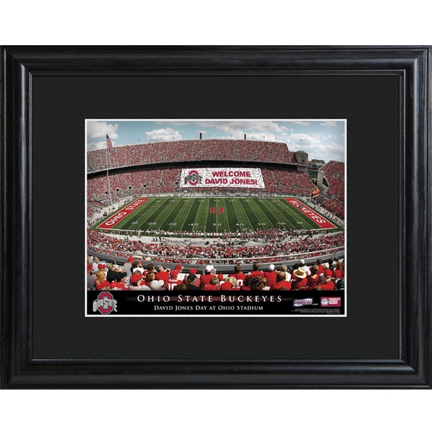 Ohio State Buckeyes Stadium Custom Framed Print by Black Ace Design